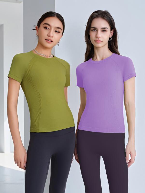 Tシャツ レディース ヨガ トレーニング フィットネス ウェア スポーツウェア 3D 立体 構造 半袖 トップス タイト 吸湿 速乾 伸縮性 ストレッチ