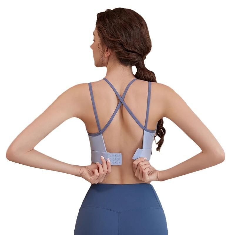 スポーツブラ レディース 細肩紐 一体型 パッド スポブラ フィットネス ランニング ヨガ 美背 速乾 切り替え セット