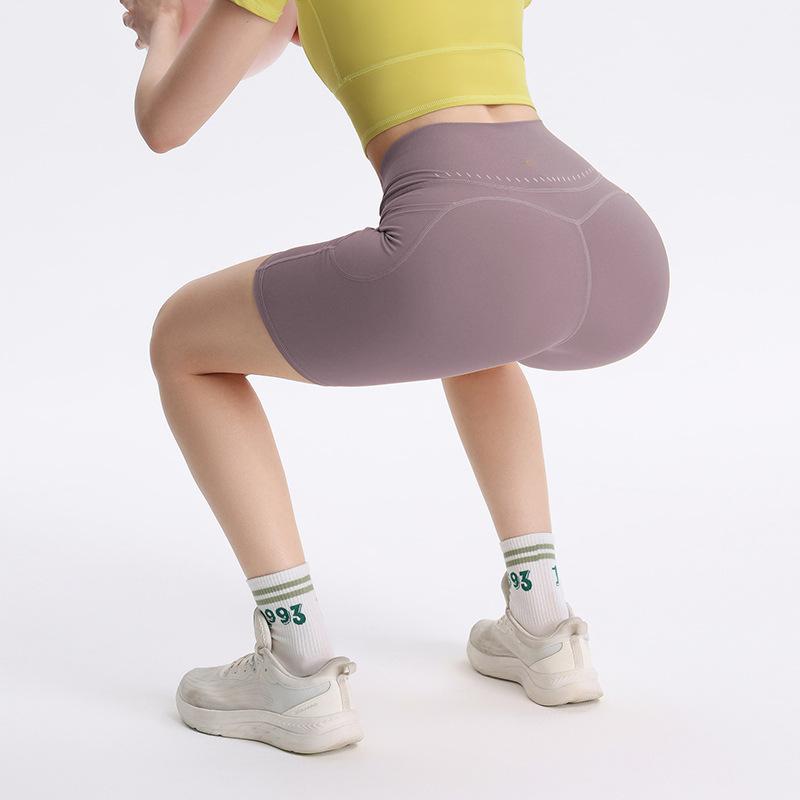 ヨガパンツ レディース 高腰 美尻 外着 サイクリング ランニング ポケット付き スポーツ 短パン レギンス 伸縮性 吸湿速乾・素材: 錦綸80%/氨纶20%・カラー: ブラック, チタングレー, パープルグレー, ハニーイエロー, クライ...
