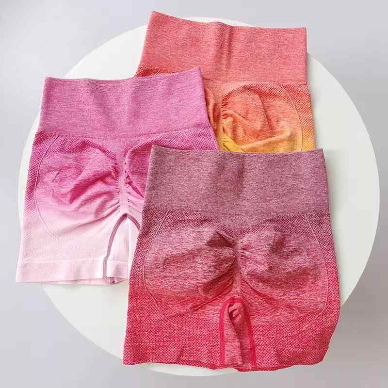 ヨガパンツ レディース 高腰 スポーツ ショートパンツ グラデーション 伸縮性 速乾性 タイト ランニング フィットネス トレーニング ヒップアップ