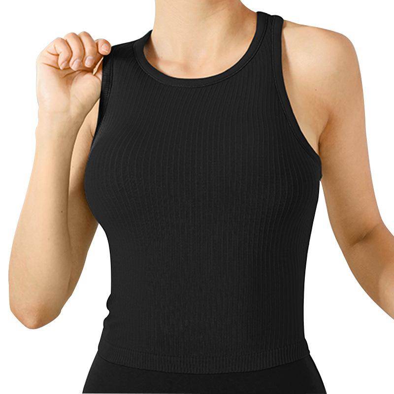 タンクトップ レディース スポーツブラ 一体型 パッド付き シームレス 裸感 リブ 高弾性 EBB ランニング ヨガ