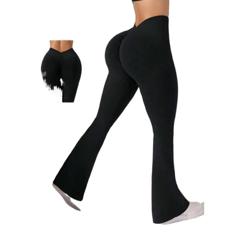 ヨガパンツ レディース Vネック 美脚 無縫製 スタイルアップ スポーツ レギンス トレーニング ロングパンツ 5色