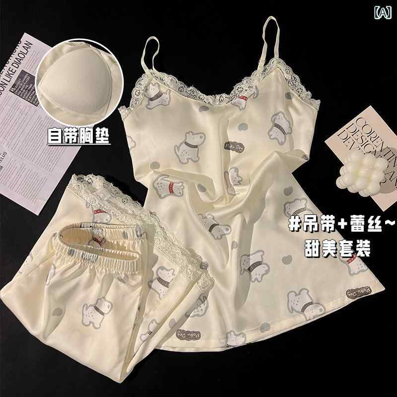 キャミソール レディース 春夏 接触冷感 ルームウェア 薄手 かわいい パッド付き 部屋着 リラックス 再生繊維