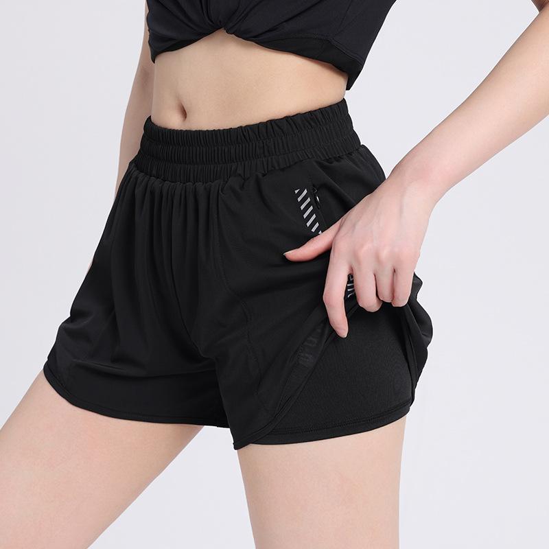 ヨガパンツ レディース 大きいサイズ 春夏 スポーツ 運動用 ゆったり 速乾性 接触冷感 薄手 ストレッチ 2重構造・素材: 88%锦纶・カラー: 黒色・パンツ丈: 短パン・ボトムススタイル: 常规・サイズ: S, M, L, XL, XX...