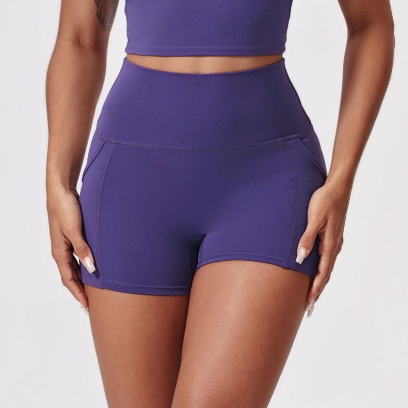 ヨガパンツ レディース 高腰 ダブルポケット 提臀 スポーツ 短パン ストレッチ 伸縮性 接触冷感 スリム フィットネス トレーニング