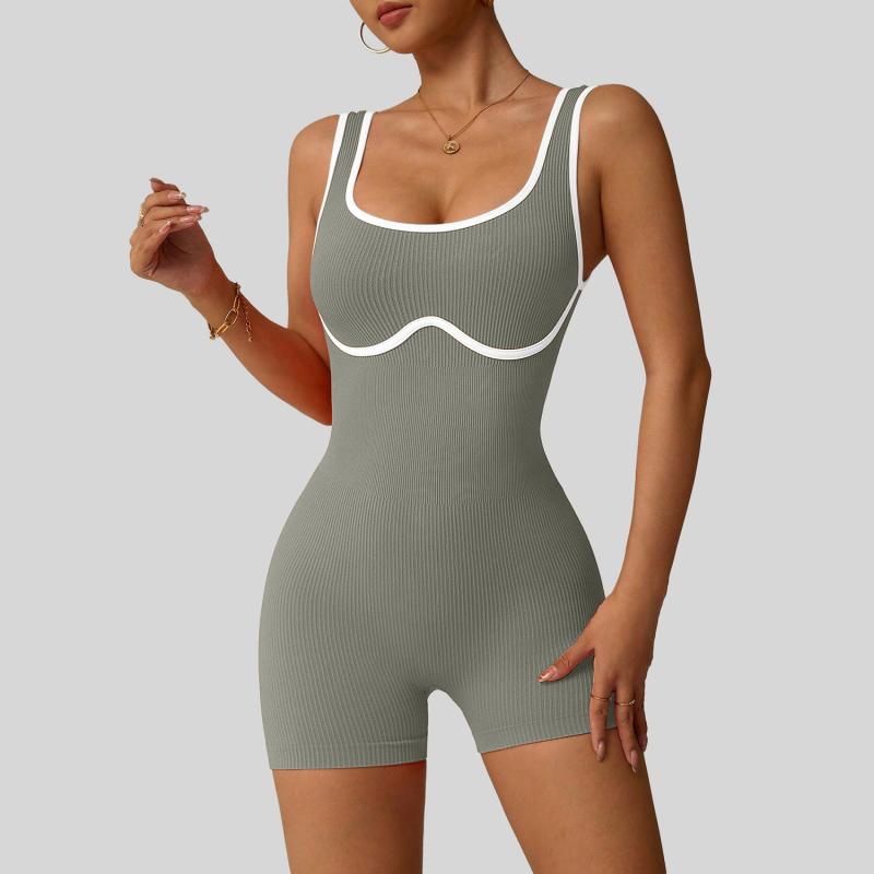 ヨガウェア レディース アウトドア スポーツ ランニング ウェア シームレス 撞色 無縫製 防震 連体服 トレーニング ウェア ダンス フィットネス ウェア