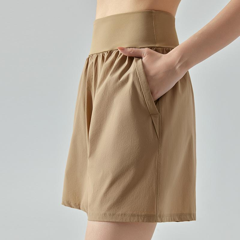 ショートパンツ レディース スポーツ ハイウエスト 腹部コントロール ダブルポケット ランニング フィットネス 5分丈 ゆったり 接触冷感 ヨガ