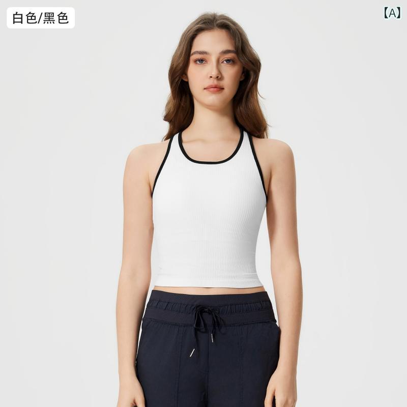 ヨガウェア レディース ノースリーブ トップス パッド付き ランニング フィットネス スポーツ トレーニング 接触冷感 吸湿速乾