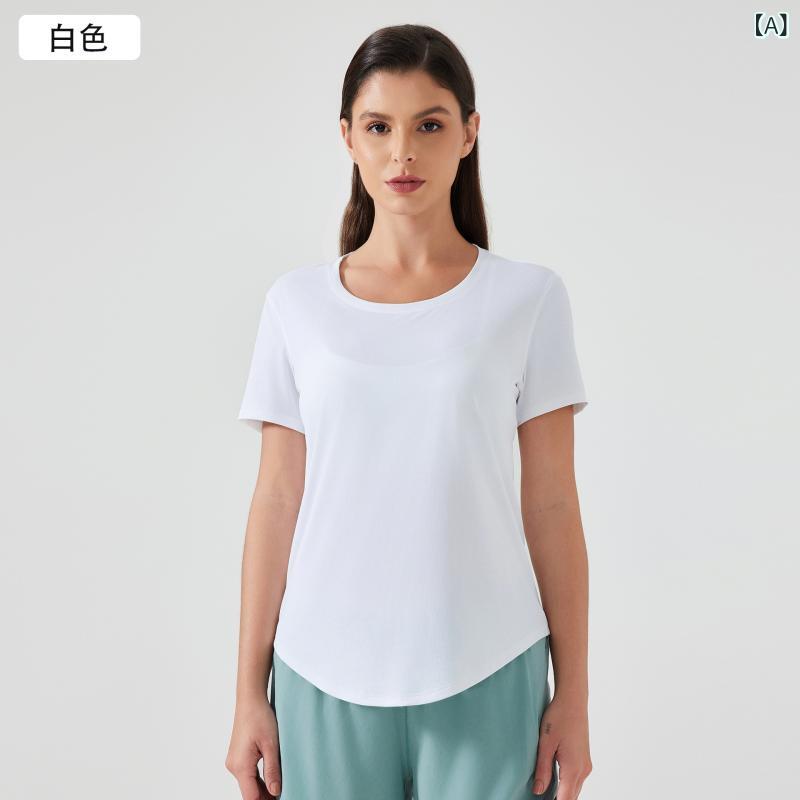 ヨガウェア レディース トップス 薄手 速乾 スポーツシャツ 半袖 接触冷感 トレーニング カットソー 伸縮性 ゆったり かわいい