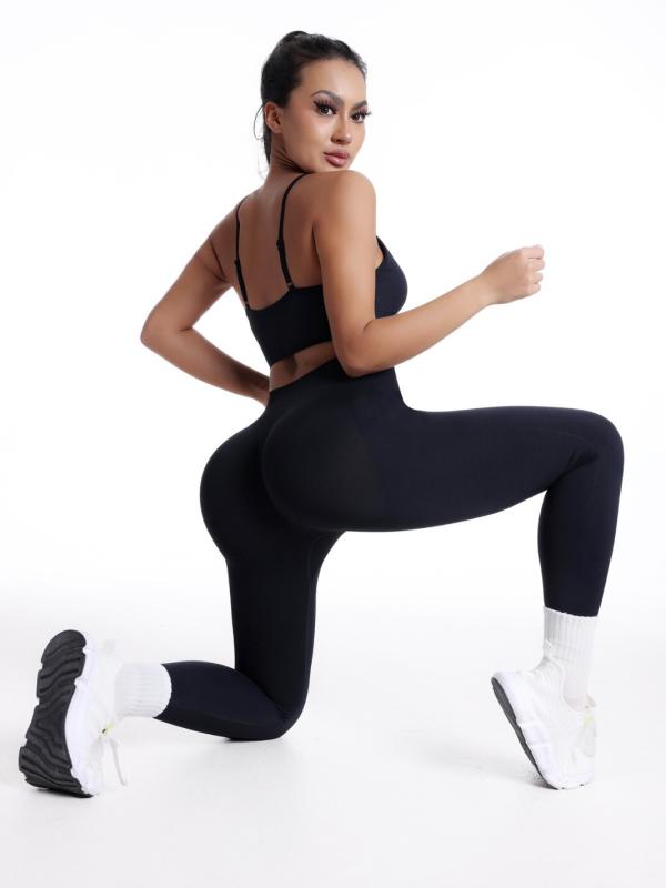 ヨガウェア レディース セットアップ スポーツブラ &amp; パンツ 上下セット 取り外し可能 パッド付き ノンワイヤー ホルターネック 運動着 フィットネス トレーニング ウェア スポーティー