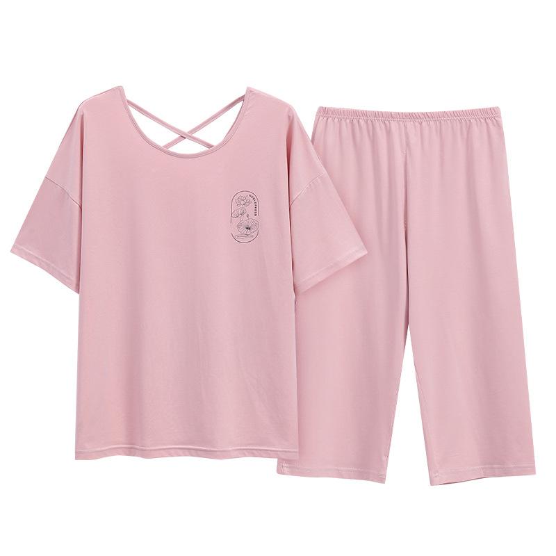 パジャマ レディース 夏 特大サイズ 半袖 7分丈パンツ 胸パッド付き 100kg対応 ゆったりサイズ 部屋着 ルームウェア かわいい 接触冷感