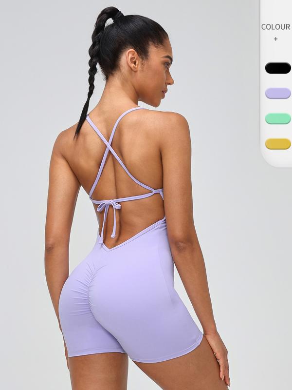 ヨガウェア レディース タイト ランニング ウェア スポーツウェア 接触冷感 吸湿速乾 一体型 オールインワン サロペット ショートパンツ ピーチヒップ トレーニングウェア フィットネス