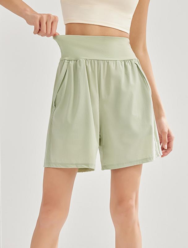 ショートパンツ レディース ハイウエスト 腹部コントロール 5分丈 ルーズ 通気性 吸湿速乾 ランニング トレーニング ボクシング 春夏