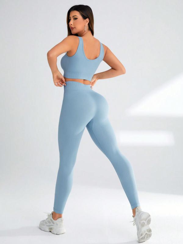 スポーツウェア ガールズ ランニング セットアップ タンクトップ ロングパンツ 上下 2点セット トレーニング ヨガ ダンス 運動着 吸湿速乾