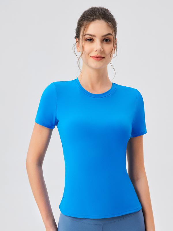 ヨガ レディース トップス 半袖 ブラパッド付き 接触冷感 吸湿速乾 ランニング スポーツ ウェア ヨガ服 タイト スリム