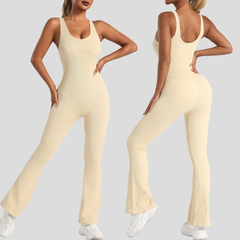 ヨガウェア レディース 高弾性 シームレス タイトフィット オールインワン ラッパズボン 速乾 スポーツ 運動着 トレーニング・機能: 超强弹性・適合シーズン: 夏季,春季,秋季・生地: 尼ロン90%,氨纶10・生地（詳細）: 锦纶90%氨...