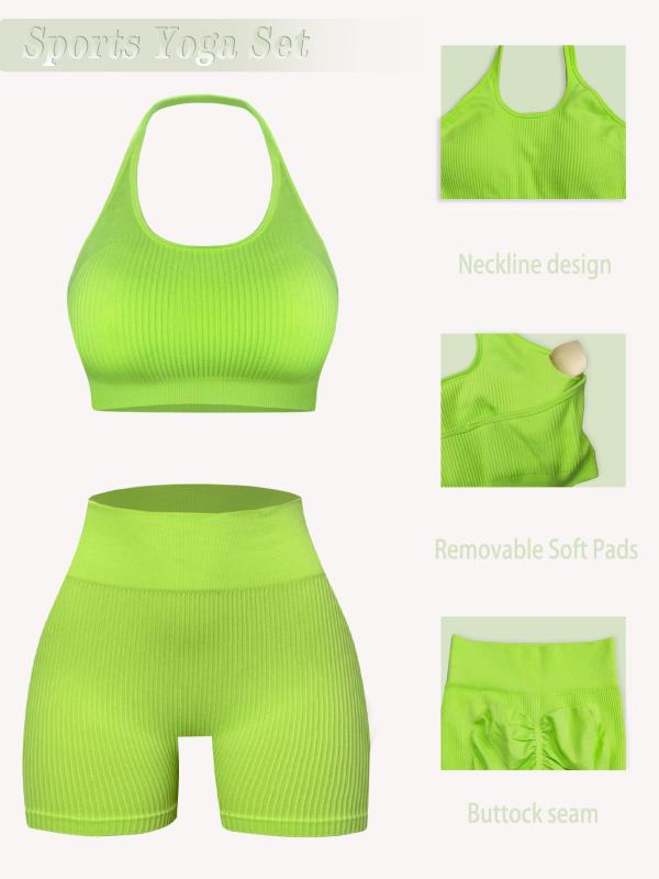 ヨガウェア レディース スポーツブラ 揺れない 美背 筋トレ フィットネスブラ 速乾 通気性 パッド付き ランニング ジム 運動用 スポブラ・袖丈: ノースリーブ・パンツ丈: ショートパンツ・着用方法: 通常・素材: ナイロン90%・サイズ...