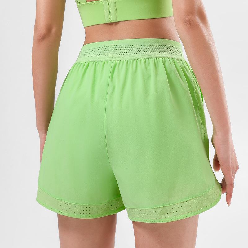 ショートパンツ レディース スポーツ 接触冷感 吸湿速乾 ヨガ ランニング 運動 3分丈 フェイクレイヤード ポケット 通気性・素材: 锦纶/尼龙・カラー: 骄阳橙, 青扬绿, 玉兰白, 星空黒・パンツ丈: 三分丈・下装スタイル: 束腿パン...