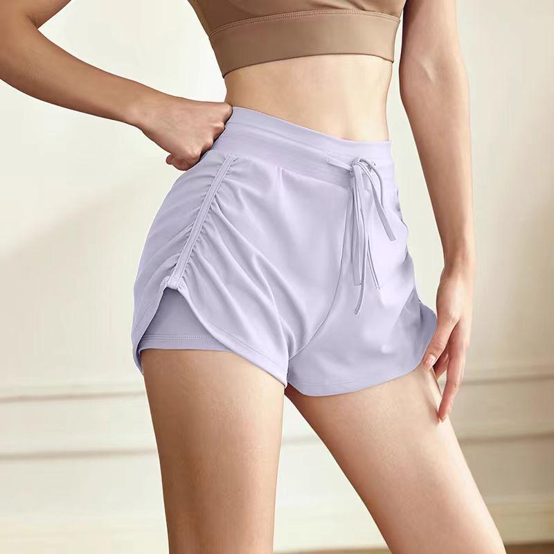 ヨガパンツ レディース 春夏 速乾 ヨガ ウェア ランニング フィットネス ルーズ ショートパンツ スポーツ 接触冷感・素材: 錦綸80%+氨纶20%・カラー: 可可色, 浅紫, レッド, ブラック, 閃電ブルー, ワインレッド, 粉霧色,...