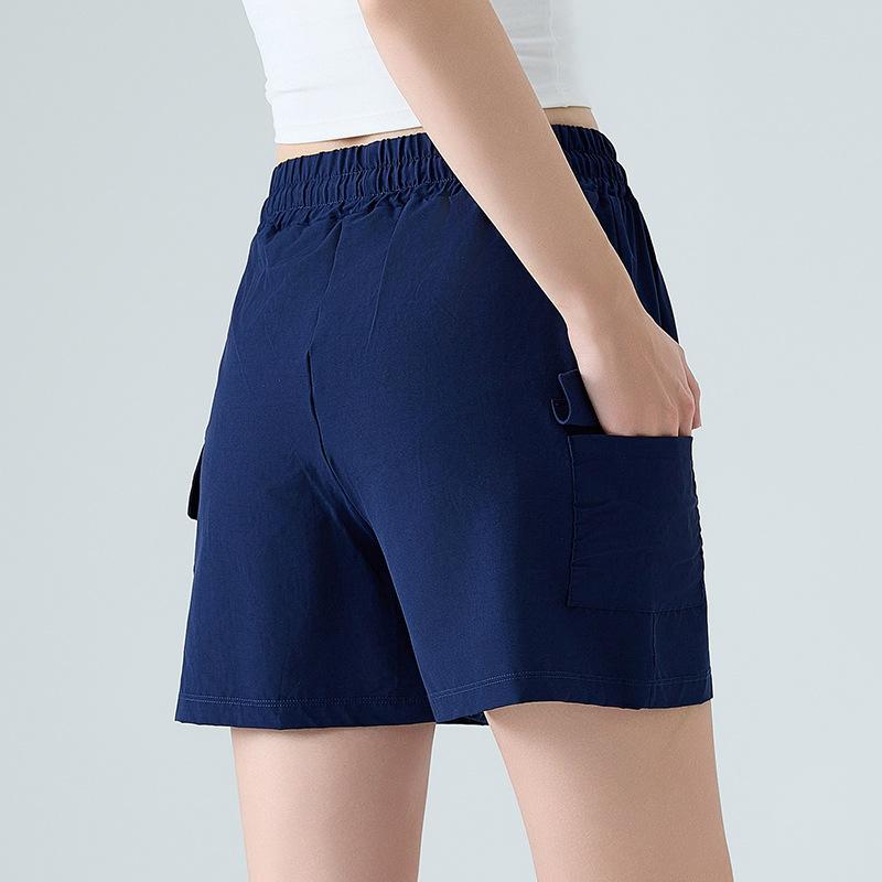 2ショートパンツ レディース アウトドア ランニング 高腰 トレーニング スポーツ ウェア 5分丈 ポケット付き ヨガ カジュアル 吸湿速乾