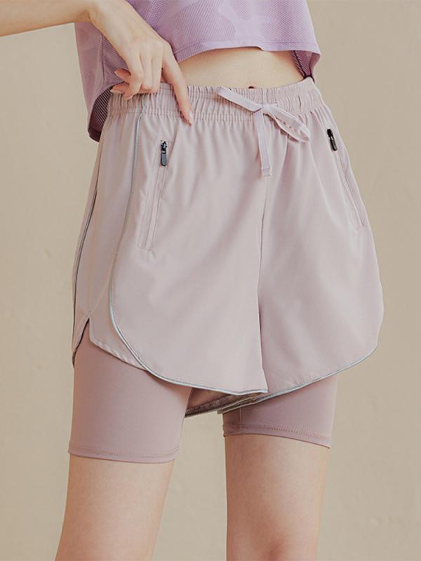 ショートパンツ レディース 通気性 速乾 長めインナー付き ランニング 短パン スポーツ ウェア 5分丈 サイクリング トレーニング フィットネス・機能: 速乾・カラー: ピンクパープル, ブラック, ホワイト・サイズ: S, M, L, ...