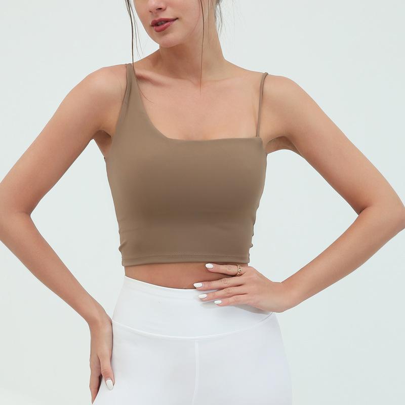 タンクトップ レディース 胸パッド付き ヨガウェア 高弾性 速乾 ランニング トレーニング ダンス ウェア 不規則ヘム