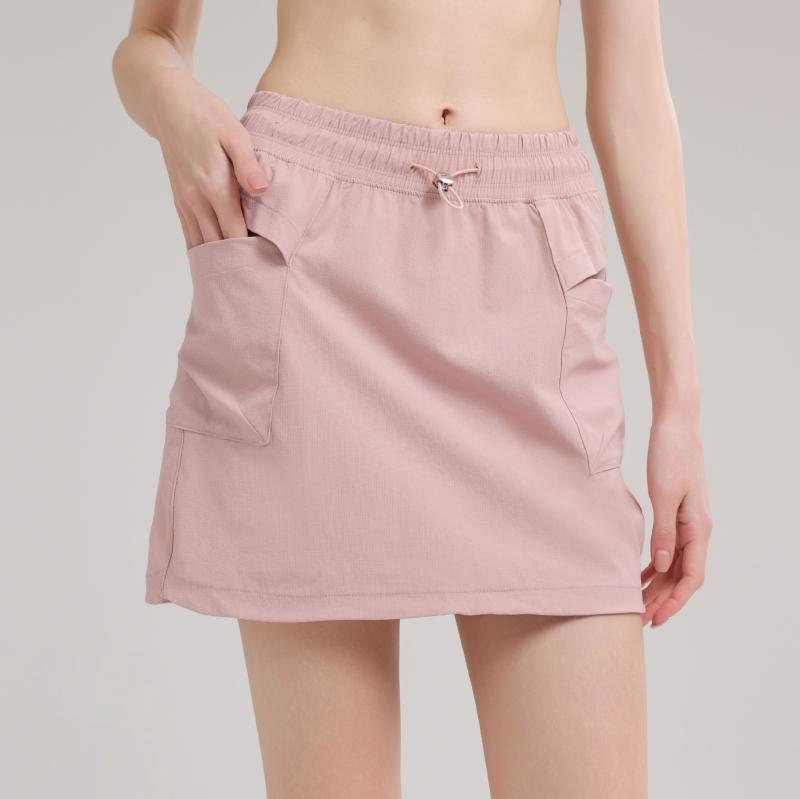 スカート レディース 春夏 高腰 ショート丈 Aライン カジュアル ゆったり 美脚 ウエストゴム 切り替え 工装風