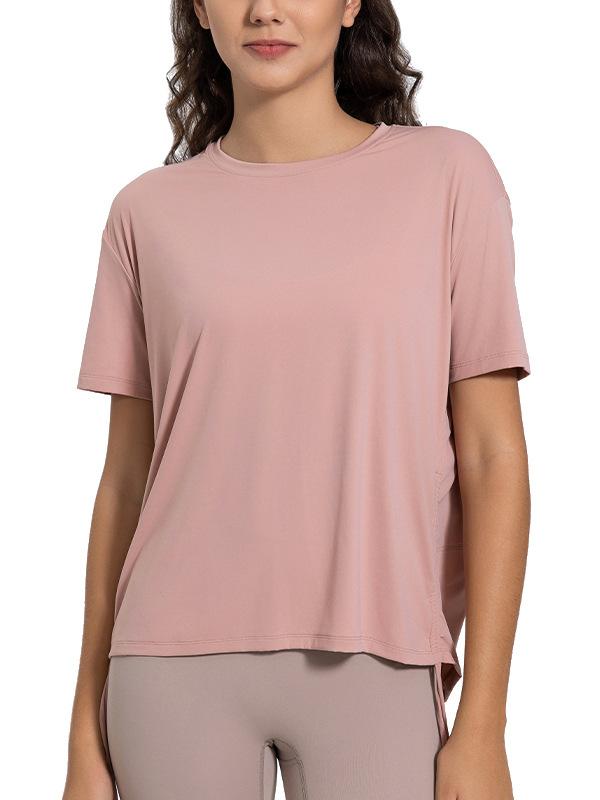 Tシャツ レディース 春夏 高弾性 ドローストリング 接触冷感 涼感 通気性 吸湿速乾 切り替え バイカラー 百搭 トップス