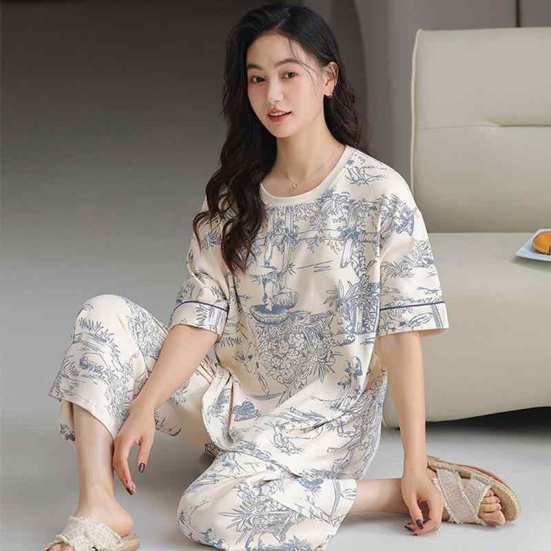 パジャマ レディース 女性用 綿100% 半袖 7分丈パンツ 胸パッド付き 一体型 薄手 全綿 ホームウェア 上下セット 部屋着 寝巻き かわいい 春夏・カテゴリ: セットアップ・素材: 綿・スタイル: セットアップ・主な素材: 綿・厚さ:...