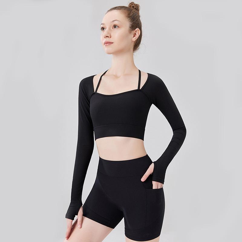 ヨガウェア レディース 速乾 スポーツトップス 運動着 フィットネス ウェア タイト ランニング 長袖 リブ 無縫製 ストレッチ