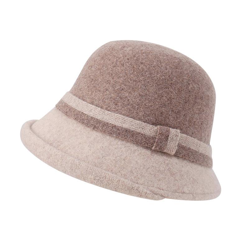 帽子 レディース 秋冬 羊毛 漁師帽 おしゃれ つば付き ハット 向け 百搭 丸い トップハット
