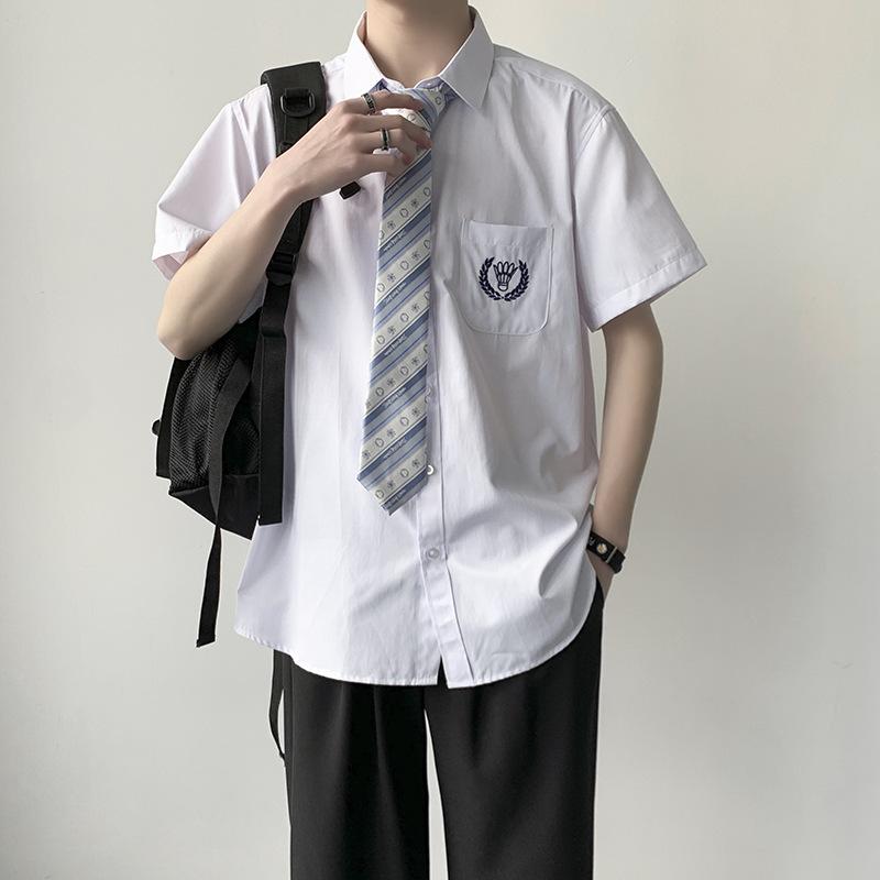 制服 メンズ JK シャツ 半袖 クラス服 学生服 スクール風 高校生 白シャツ