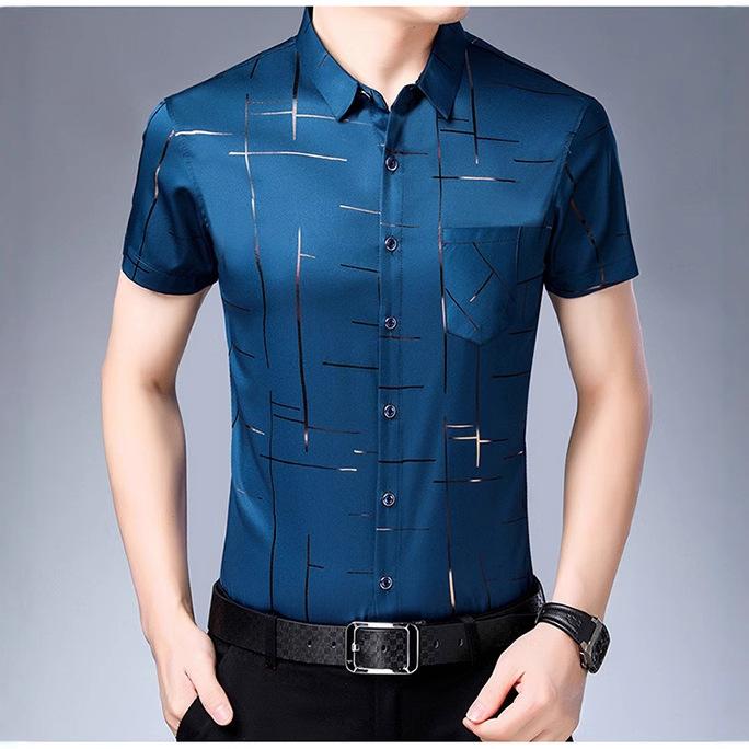 シャツ メンズ 男性用 半袖 ビジネス カジュアル プリント柄 トップス 紳士服 父の日 半袖シャツ 上着 おしゃれ