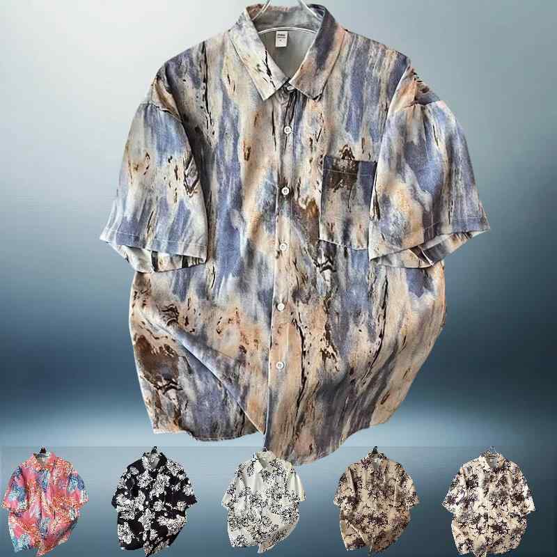 シャツ メンズ 男性用 薄手 半袖 シャツ 形態安定 リゾート 部屋着 普段使い 花柄 宽松 春夏