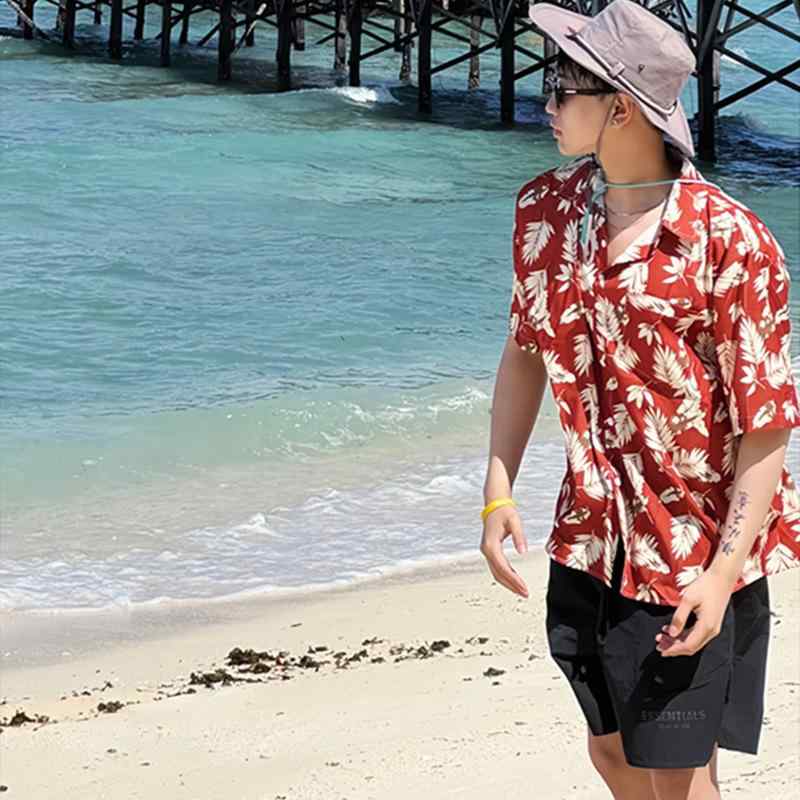 シャツ 男性用 半袖 アロハシャツ ビーチ リゾート タイ 海 接触冷感 東南アジア風