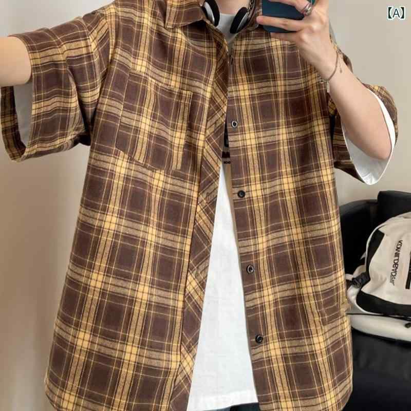 シャツ メンズ 半袖 夏物 日本製 レトロ 和柄 快適 五分袖 トップス カジュアル アメカジ ストリート ゆったり 羽織り