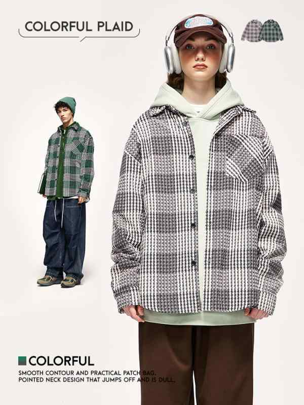 シャツ メンズ 男性用 格子柄 ヘビーウェイト アウター 秋冬 長袖 カジュアル ゆったり 普段使い