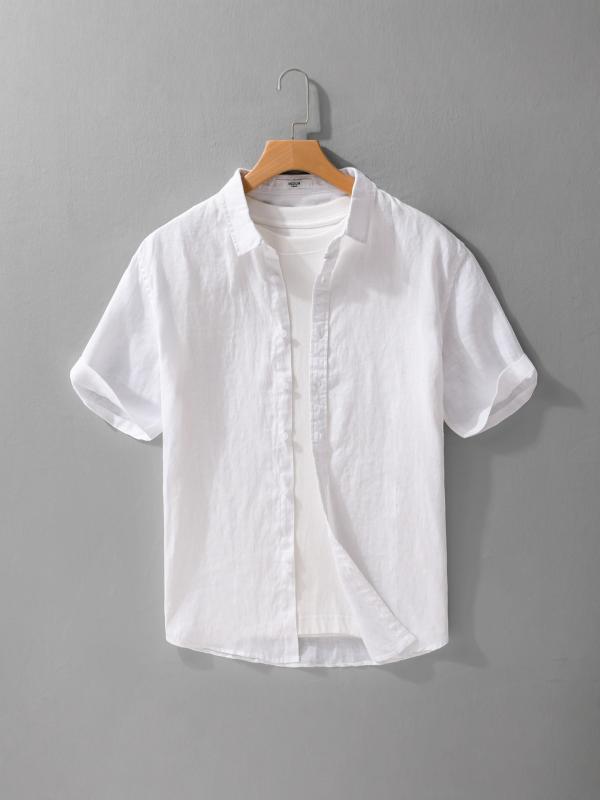 シャツ メンズ 男性用 麻 リネン カジュアル トップス 普段使い 半袖 ユーロサイズ ゆったり
