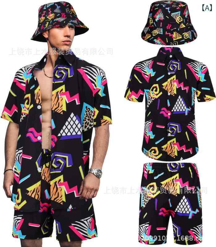 シャツ メンズ アロハシャツ 半袖 ショートパンツ 上下セット 3Dプリント リゾート 普段使い 春夏