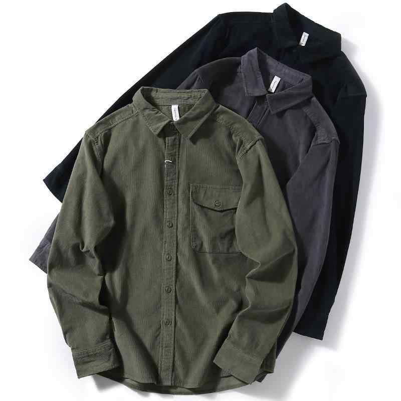 シャツ メンズ 男性用 レトロ風 カジュアル トップス スリムフィット 綿 コーデュロイ シャツジャケット 薄手 テクスチャ