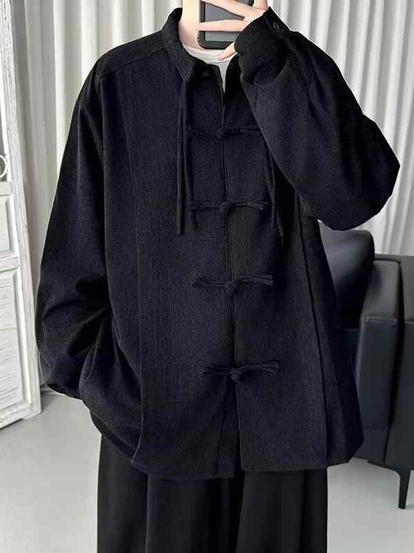 シャツ メンズ 長袖 チャイナ風 中国風 トップス 豪華感 羽織り 春秋 モード