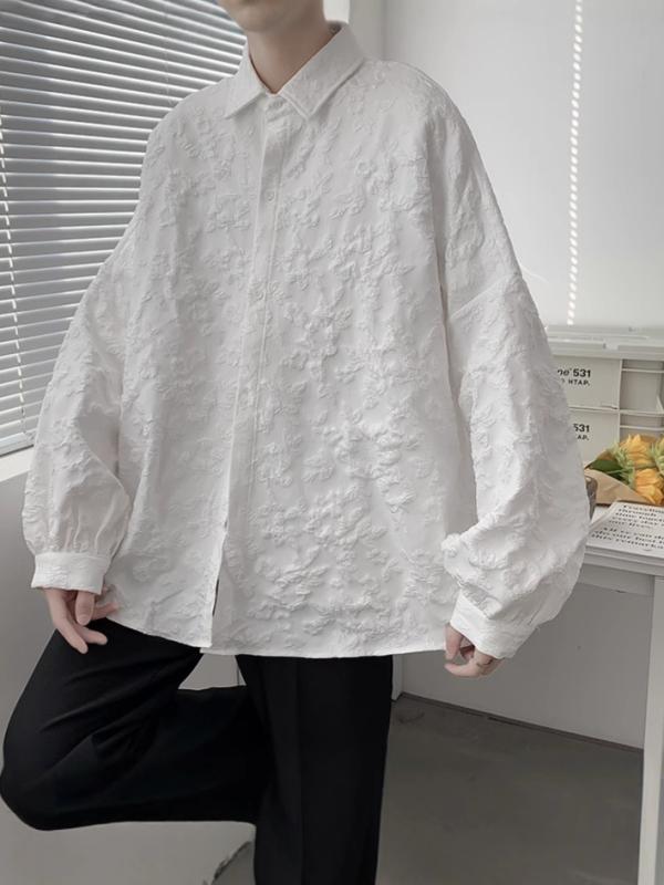 シャツ メンズ 長袖 トップス 風 リラックス カジュアル スタイル プリント