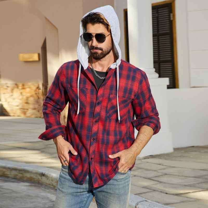 シャツ 男性用 長袖 格子柄 綿混紡 ゆったり 普段使い アウトドア カジュアル・生地名: 化繊系混紡・材質機能: 耐摩耗性, イージーケア, 高堅牢度・生地カウント: 40カウント・スタイル: スポーツカジュアル・タイプ: カーディガン・...