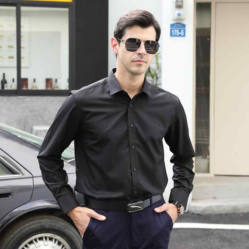 シャツ メンズ 男性用 ビジネス カジュアル 長袖 無地 豪華感 形態安定 竹繊維 トップス 通勤用 普段使い