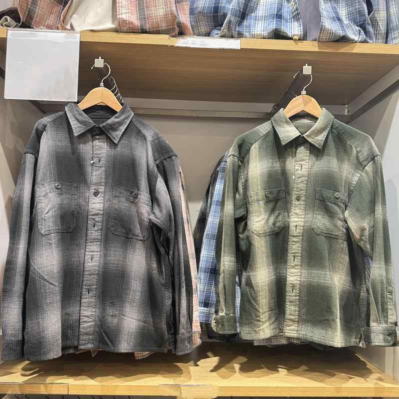 シャツ 男性用 薄手 アウター 長袖 チェック柄 トップス 普段使い 竹節綿 秋冬