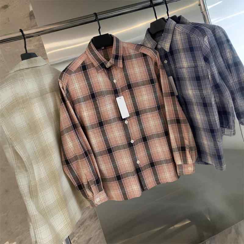 シャツ 男性用 水洗綿 柔 ダブルポケット チェック柄 長袖 トップス 普段使い カジュアル スタイル