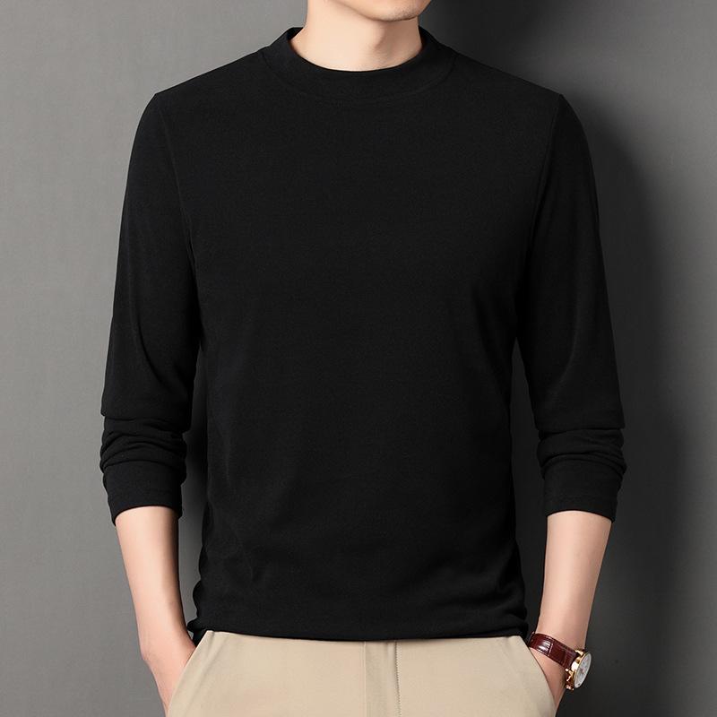 Tシャツ 男性用 長袖 無地 豪華感 裏起毛 ハイネック カットソー トップス 秋冬 あったか インナー 部屋着 普段使い