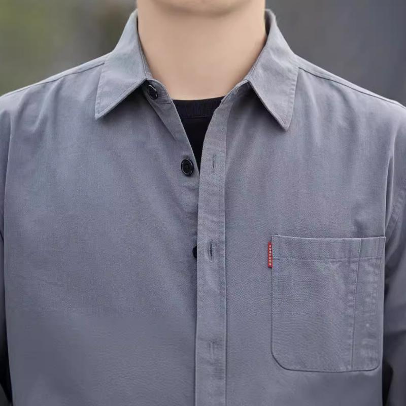 シャツ メンズ 男性用 七分袖 トップス 綿 コットン 開襟シャツ カジュアルシャツ 作業着 ミリタリー 多ポケット