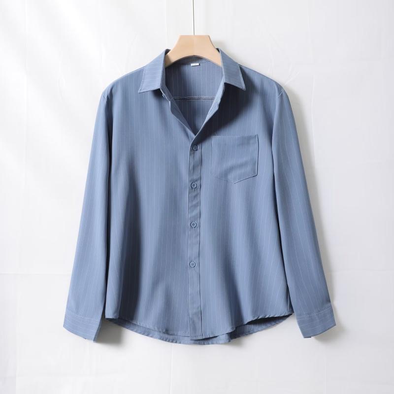 シャツ メンズ 半袖 ストライプ トップス 韓国 普段使い 部屋着 リラックス ブラック