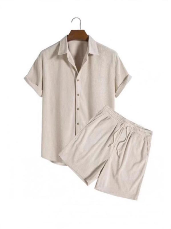 シャツ メンズ 男性用 カジュアル リラックス 多色 接触冷感 半袖シャツ セットアップ 2点 上下セット 普段使い 部屋着